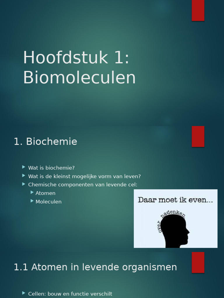 Hoofdstuk 1 Biomoleculen | PDF
