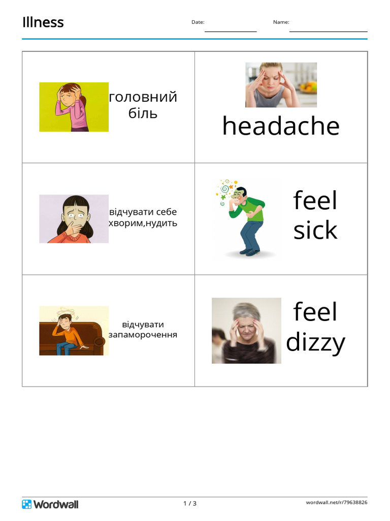 Illness Flash Cards | PDF