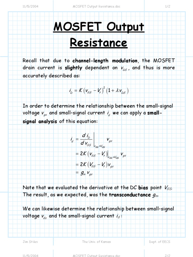 MOSFET Output Resistance | PDF