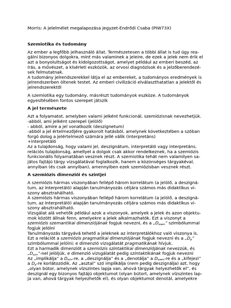 Morris Jegyzet | PDF