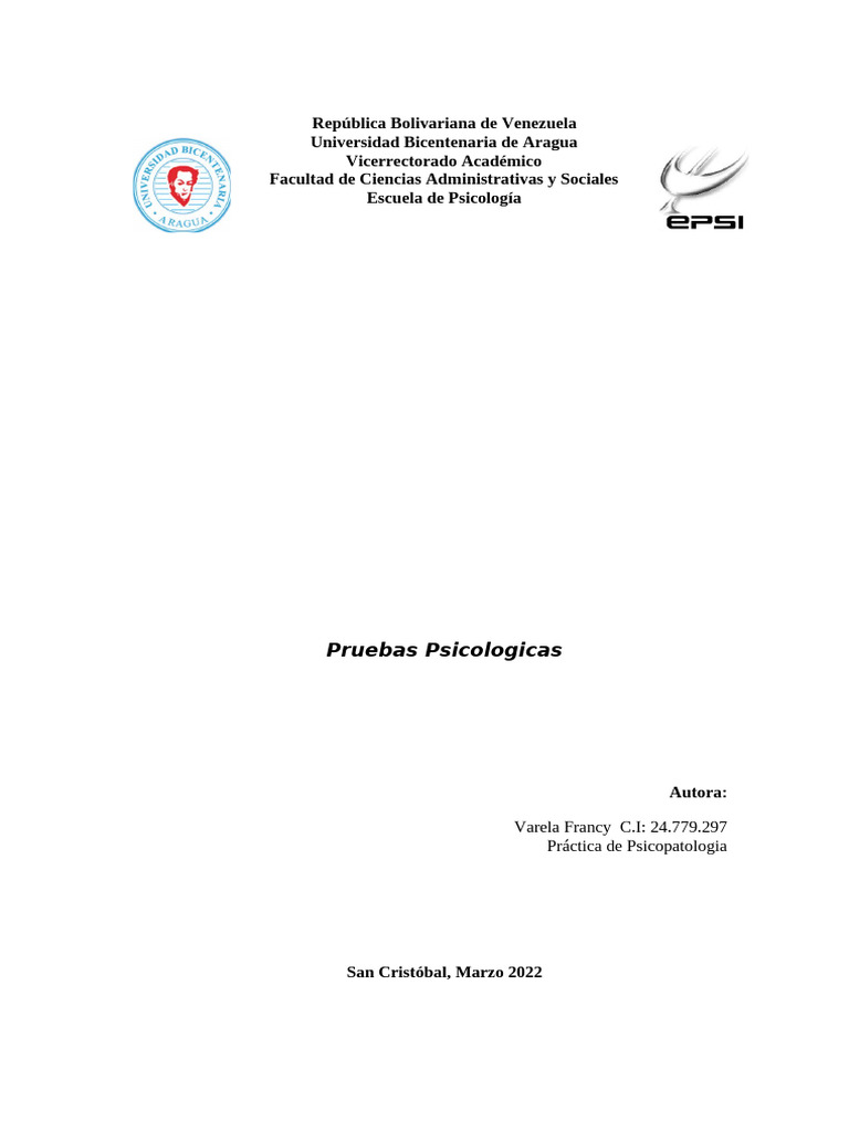 Pruebas Psicologicas | PDF | Cociente de inteligencia | Inteligencia
