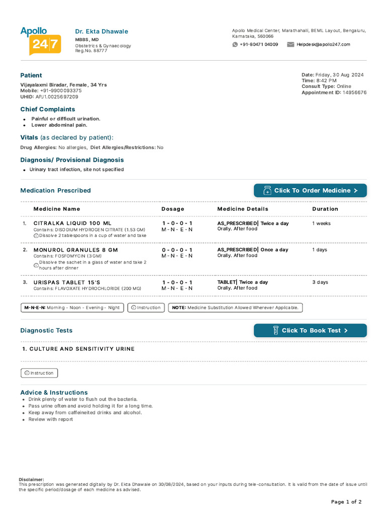 Prescription Apollo 2471725032694096 | PDF | Medicine | Clinical Medicine
