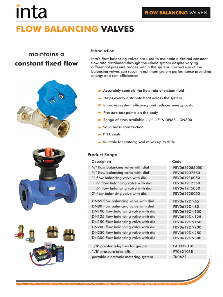 Flow Balancing Valves Technical Data Sheet | PDF | Valve | Flow Measurement