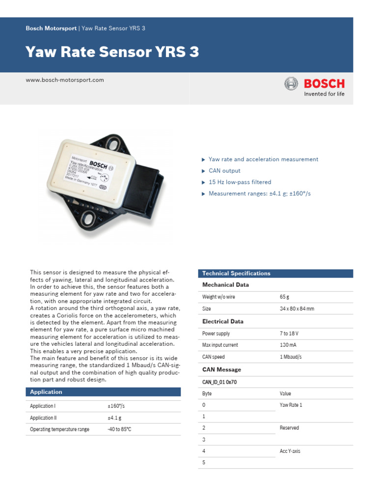 Yaw Rate Sensor Yrs 3 | PDF | Sensor | Electrical Engineering