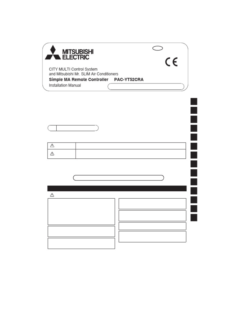 PAC-YT52CRA Remote Controller Manual | PDF | Electrical Connector | Switch