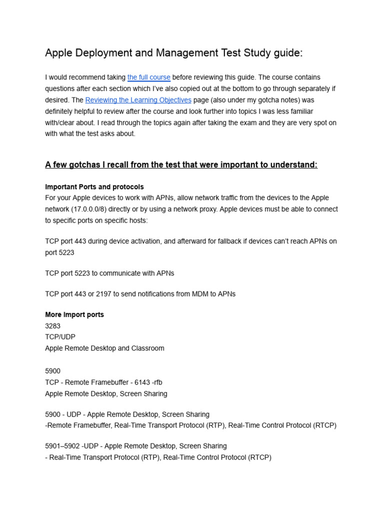 Apple Deployment and Management Test Study Guide | PDF | Computer ...