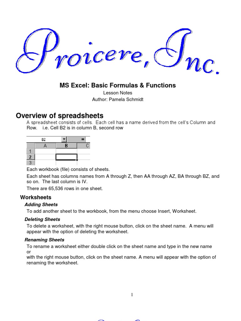 MS Excel (Basic Formulas and Functions) | PDF | Microsoft Excel ...