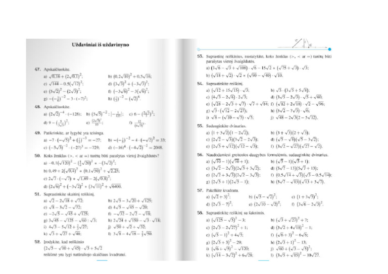 reiskiniai su kavdratinemis saknimis uzdaviniai | PDF
