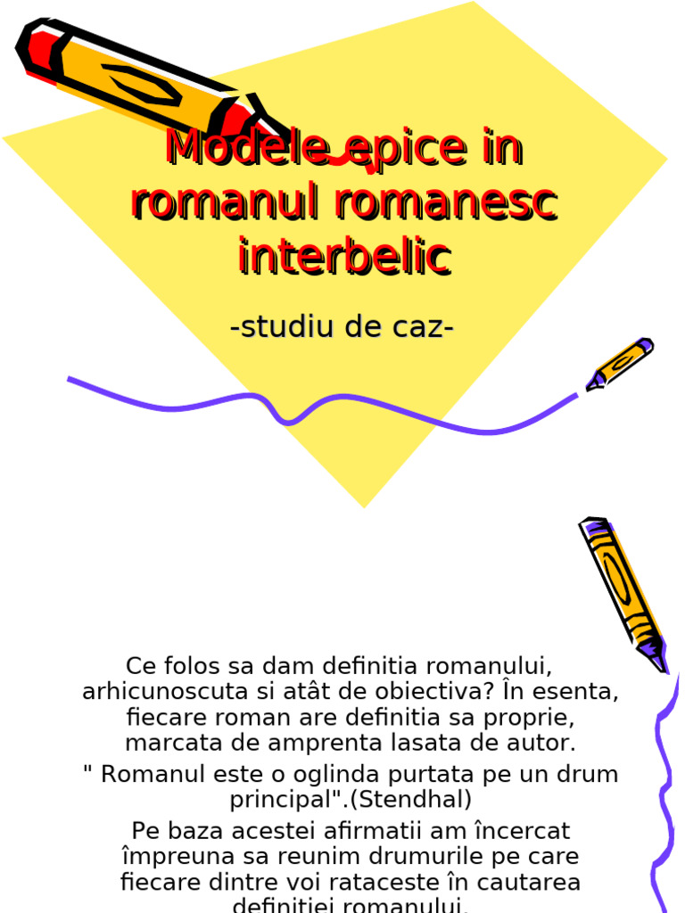 Modele Epice in Romanul Interbelic | PDF