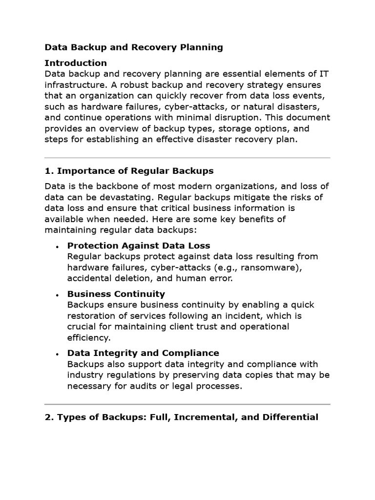 IT Data Backup Essentials | PDF | Disaster Recovery | Backup