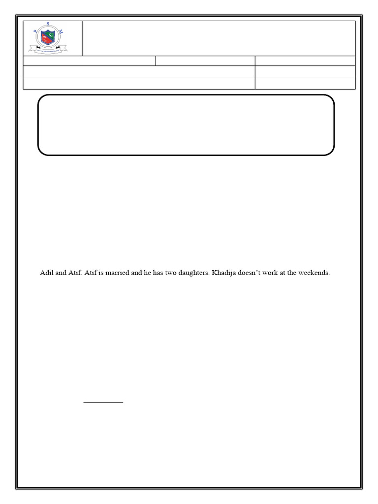 Grade 5 Present Simple Worksheet | PDF