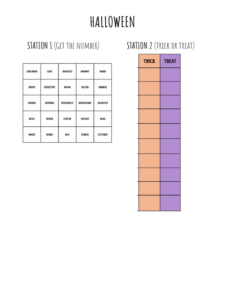Halloween Stations Answer Sheet | PDF