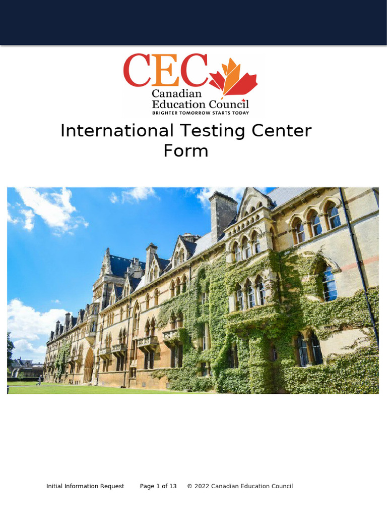 International Tesing Center Form | PDF | Personal Computers | Computing