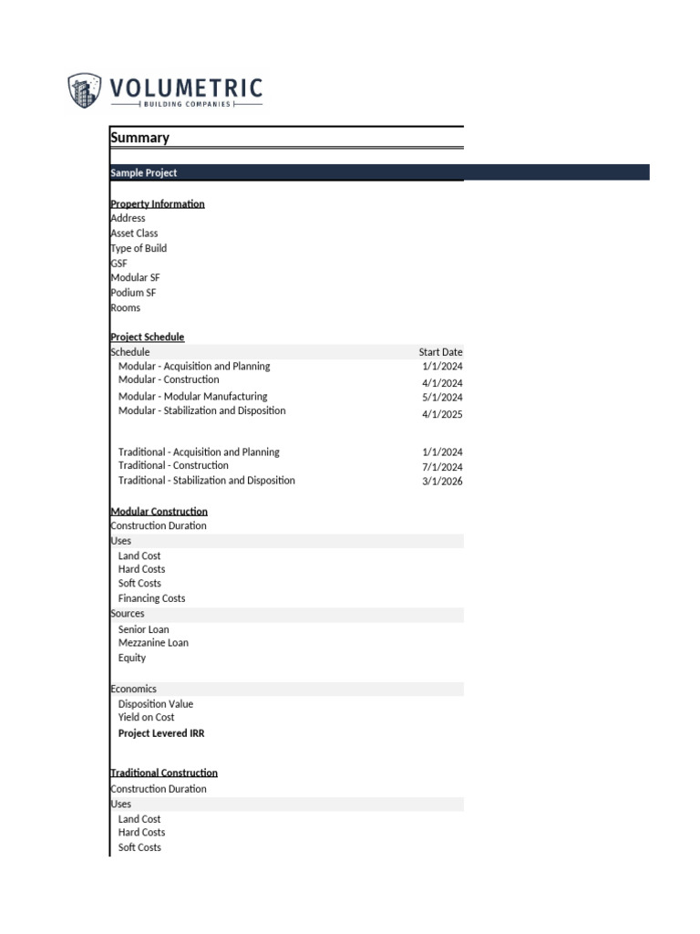 1.Multifamily Pro Forma-Modular v. Traditional | PDF | Internal Rate Of ... 1.Multifamily Pro Forma-Modular v. Traditional | PDF | Internal Rate Of ...