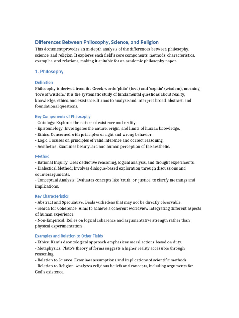 Philosophy vs Science vs Religion | PDF | Science | Reason