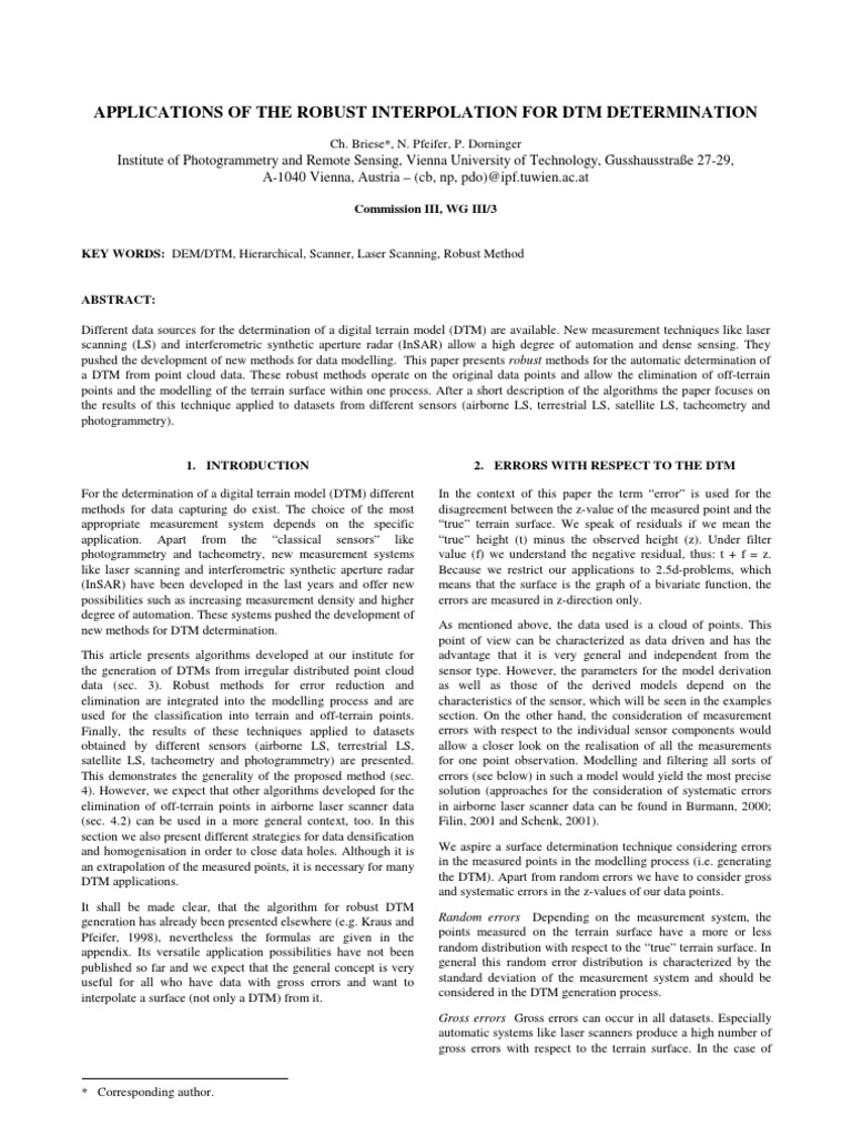 Applications of The Robust Interpolation For DTM Determination | PDF ...
