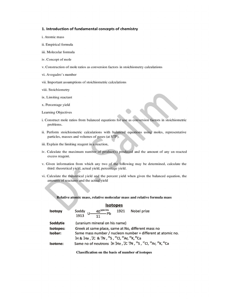 Chemistry Topic 1 | PDF