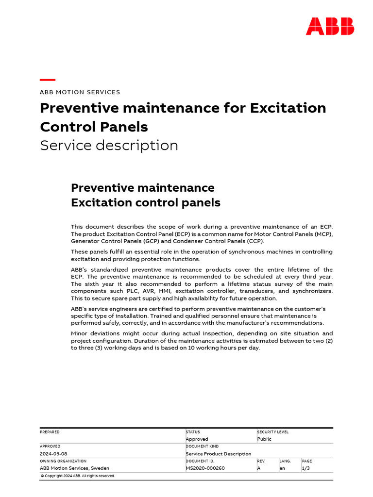 Excitation Panel Mainteannce | PDF | Programmable Logic Controller ...