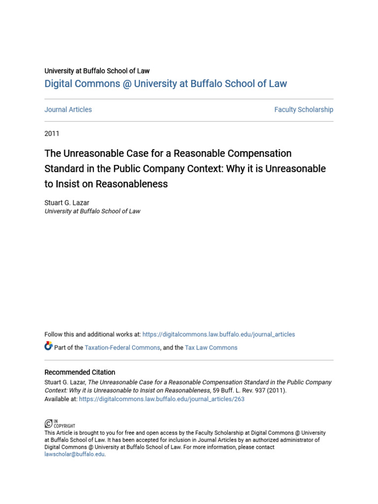 The Unreasonable Case For A Reasonable Compensation Standard in T | PDF ...