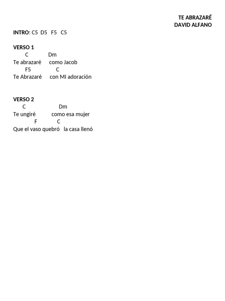 Letras y acordes de David Alfano | PDF