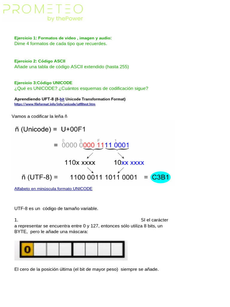 Guía de Codificación UTF-8 y ASCII | PDF | Métodos y materiales de enseñanza