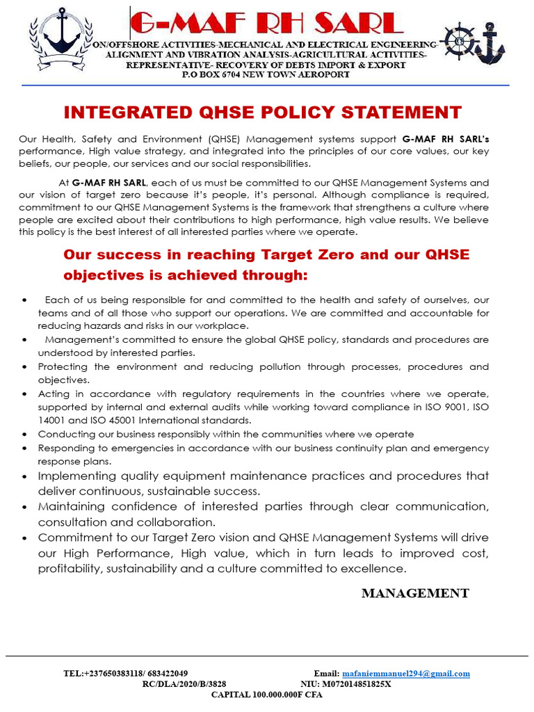 Policy QHSE | PDF | Business