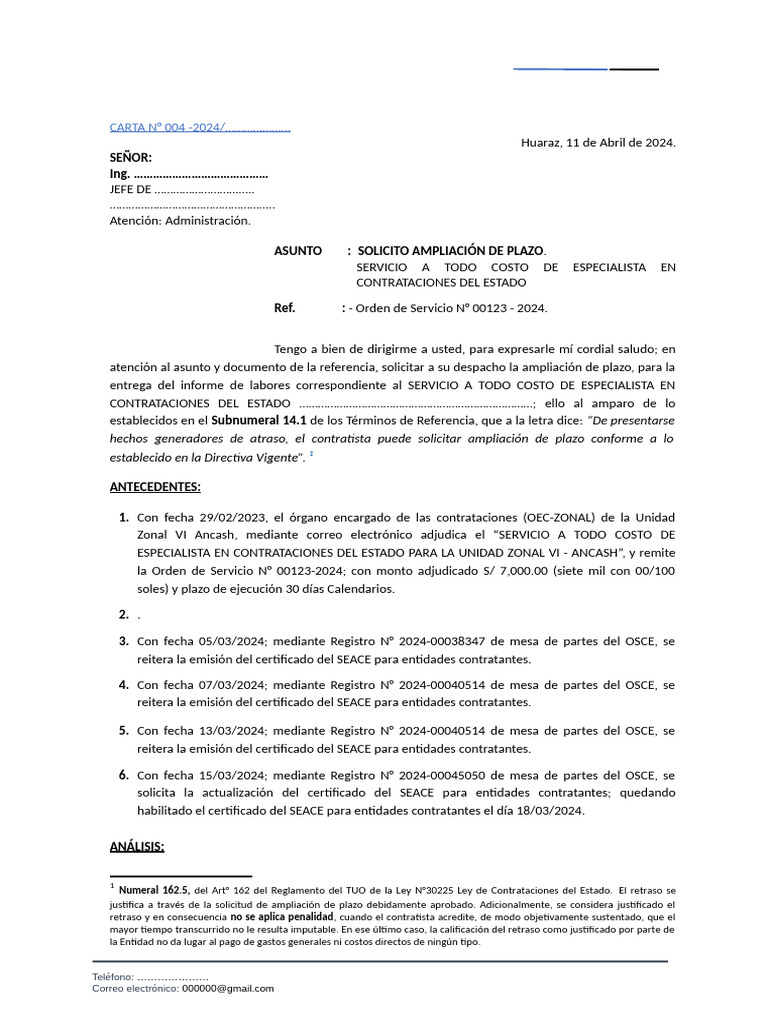 Solicitud Ampliación Plazo Contratación | PDF | Gobierno