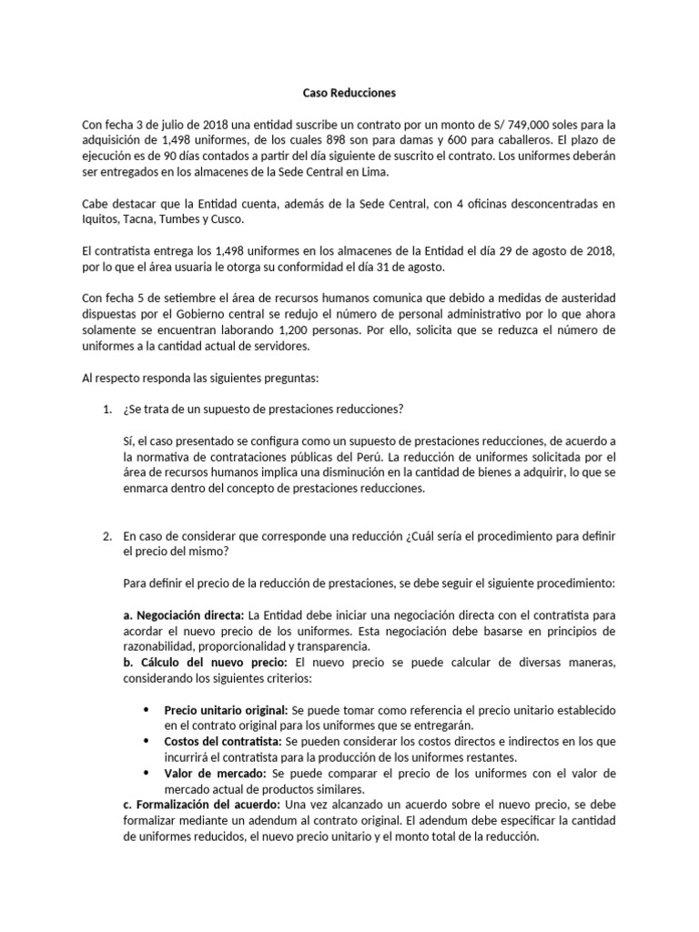 Caso Reducciones - Respuesta | PDF | Economias