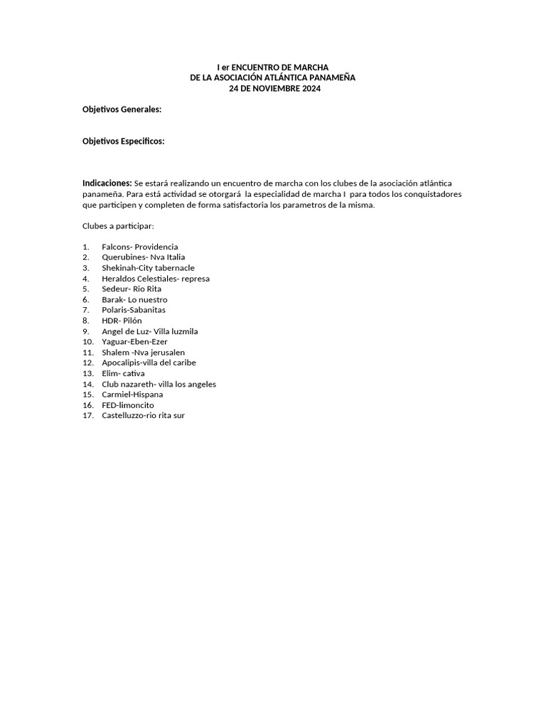 Encuentro de Marcha 2024 Panamá | PDF