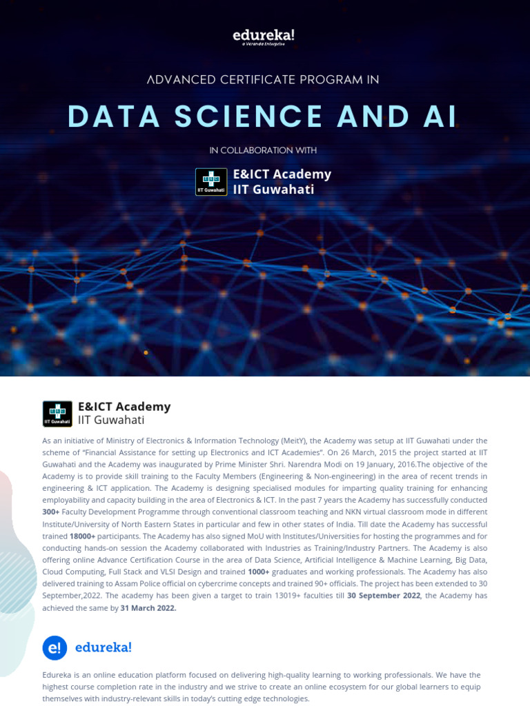 EICT Academy IITG - Advanced Certificate Program in Data Science and AI - Brochure | PDF ...