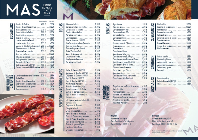 Carta de Tapas y Bocadillos Gourmet | PDF | Alimentos | Cocina