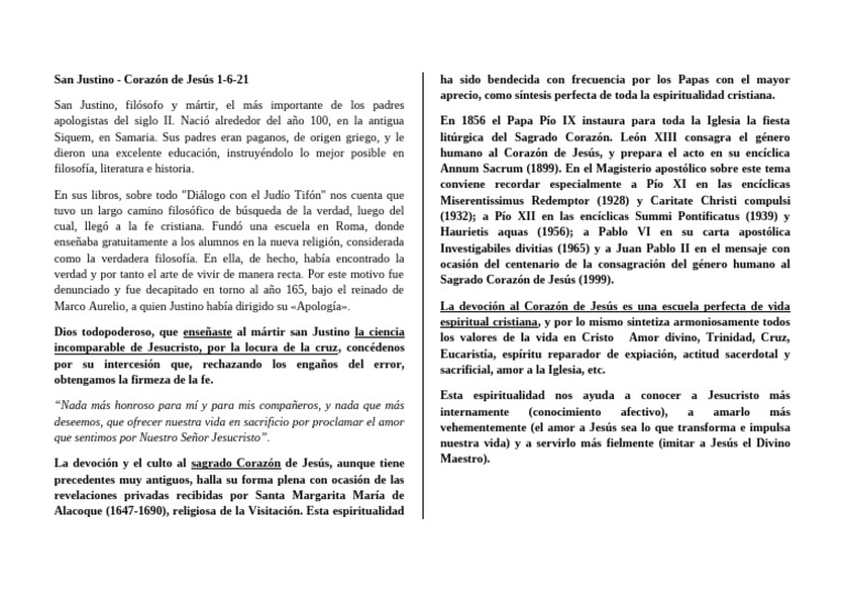 San Justino 1-5 - Cor Iesu 1 | PDF | Iglesia Católica
