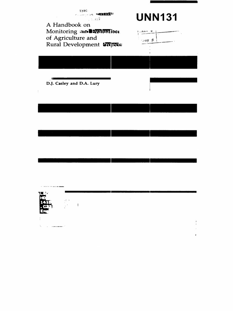 A Handbook On Monitoring and Evaluation of Agriculture and Rural Development Projects - BM | PDF ...