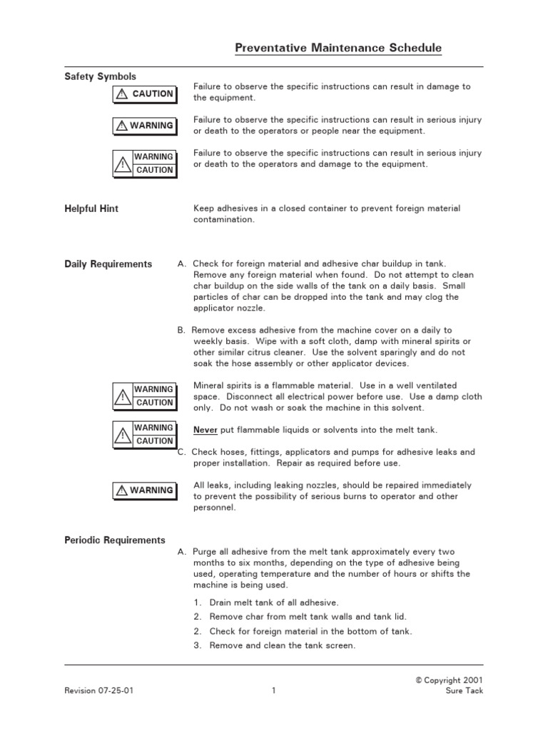 Preventative Maintenance | PDF | Pump | Wax