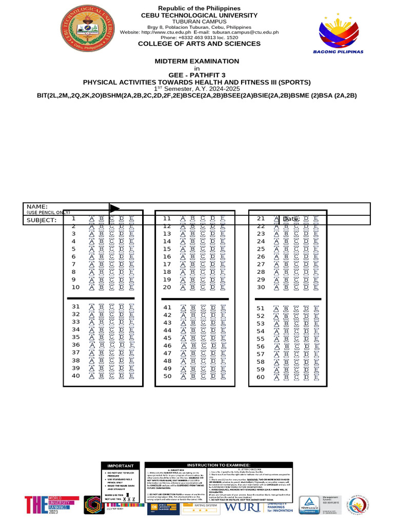 PATHFIT 3 Answer Sheet | PDF