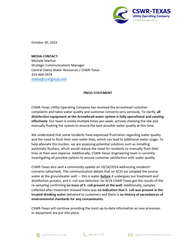 Press Statement - Arrowhead 10.30.24 | PDF