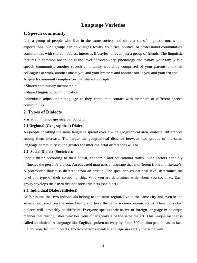 Lecture 2. Language Varieties | PDF | Dialect | Dialectology