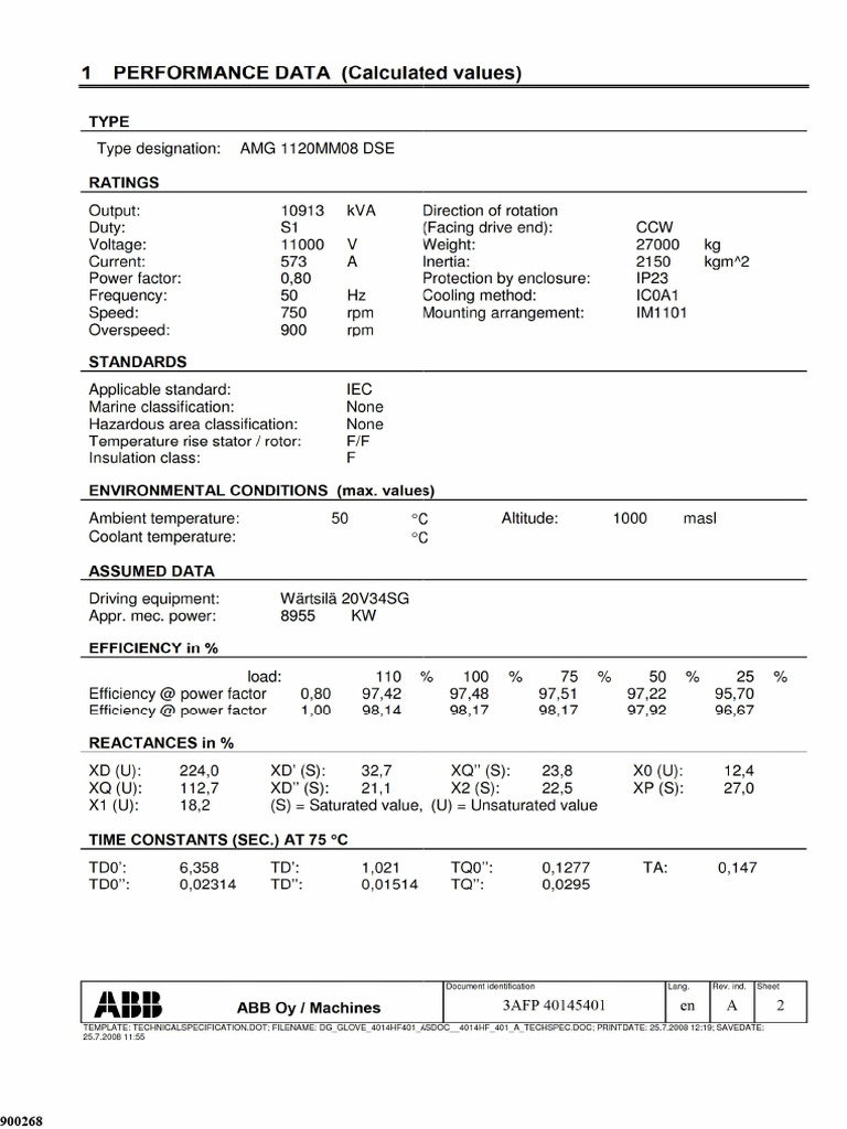 ABB Alternator 10913 KVA | PDF