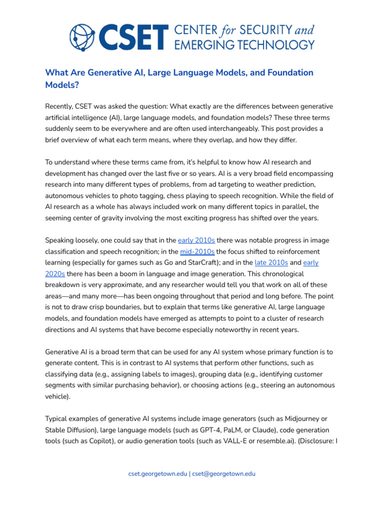 What Are Generative AI, Large Language Models, and Foundation Models ...