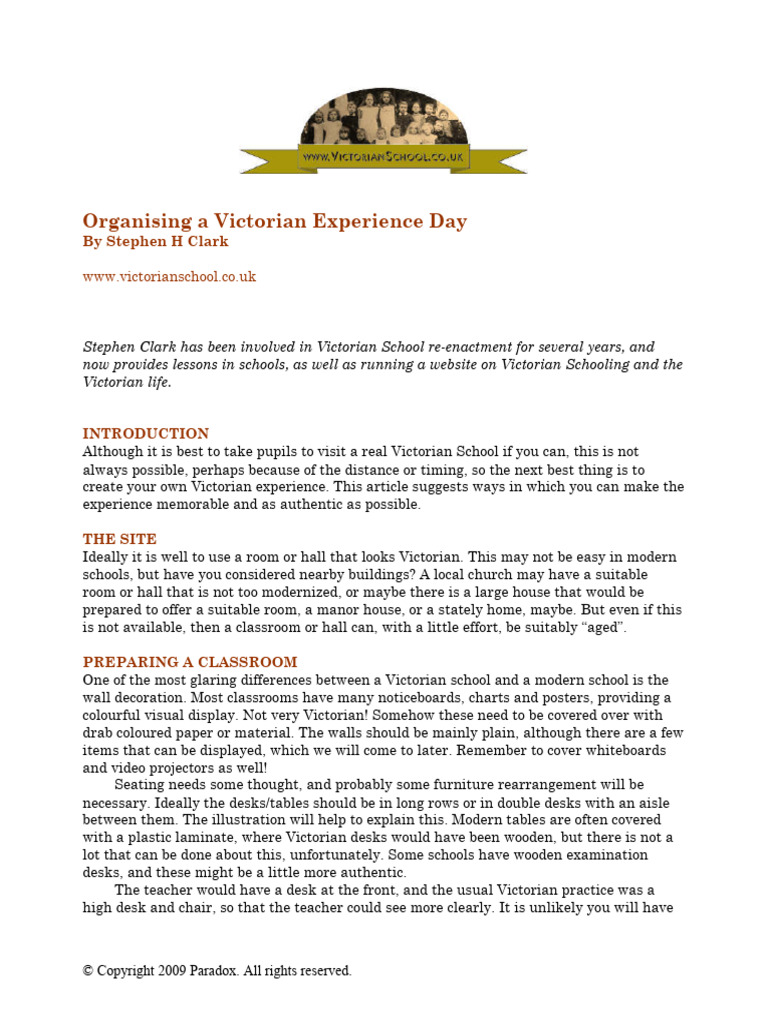 Victorian Experience | PDF | Classroom