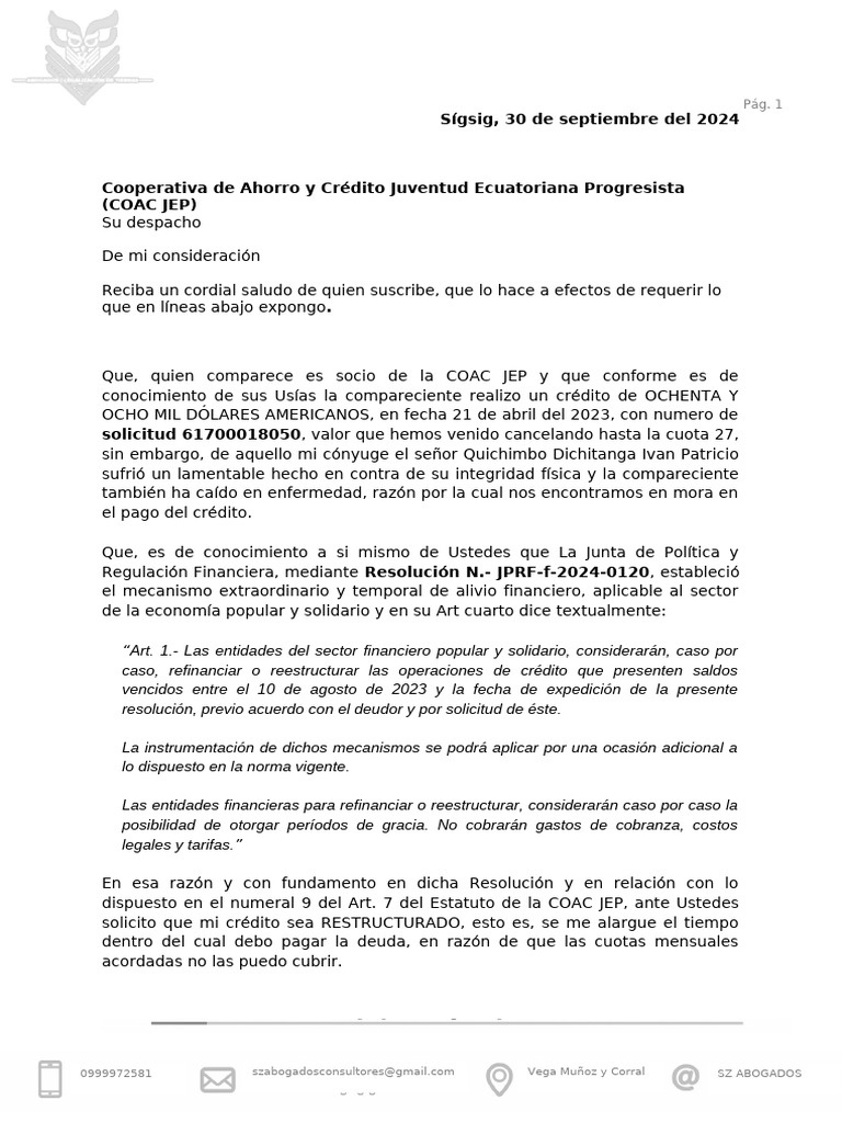 Oficio Coac Jep | PDF | Crédito | Finanzas y dinero