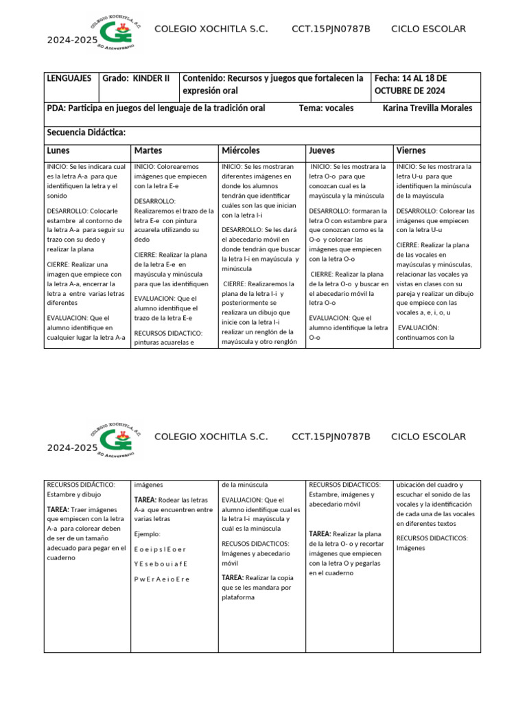 Actividades de Lenguaje y Espacio en Kinder | PDF | Evaluación