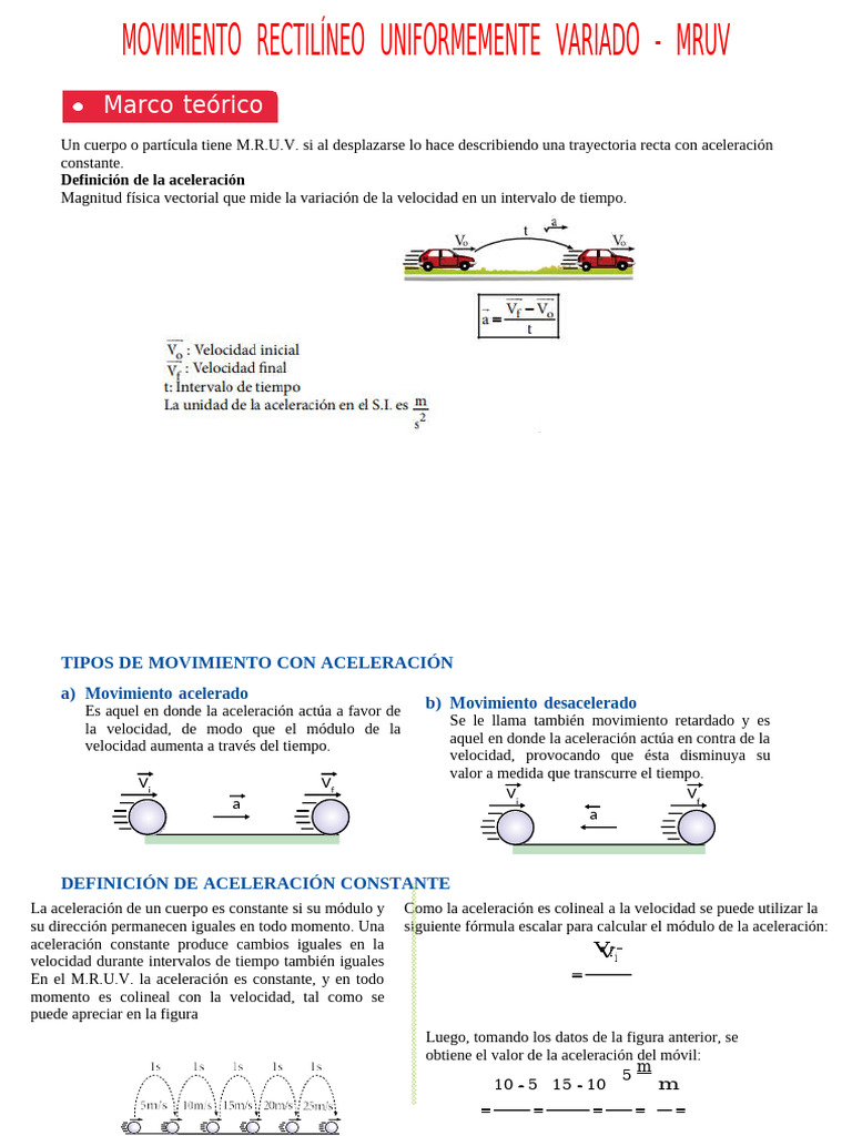 Mruv Segundo | PDF | Aceleración | Velocidad