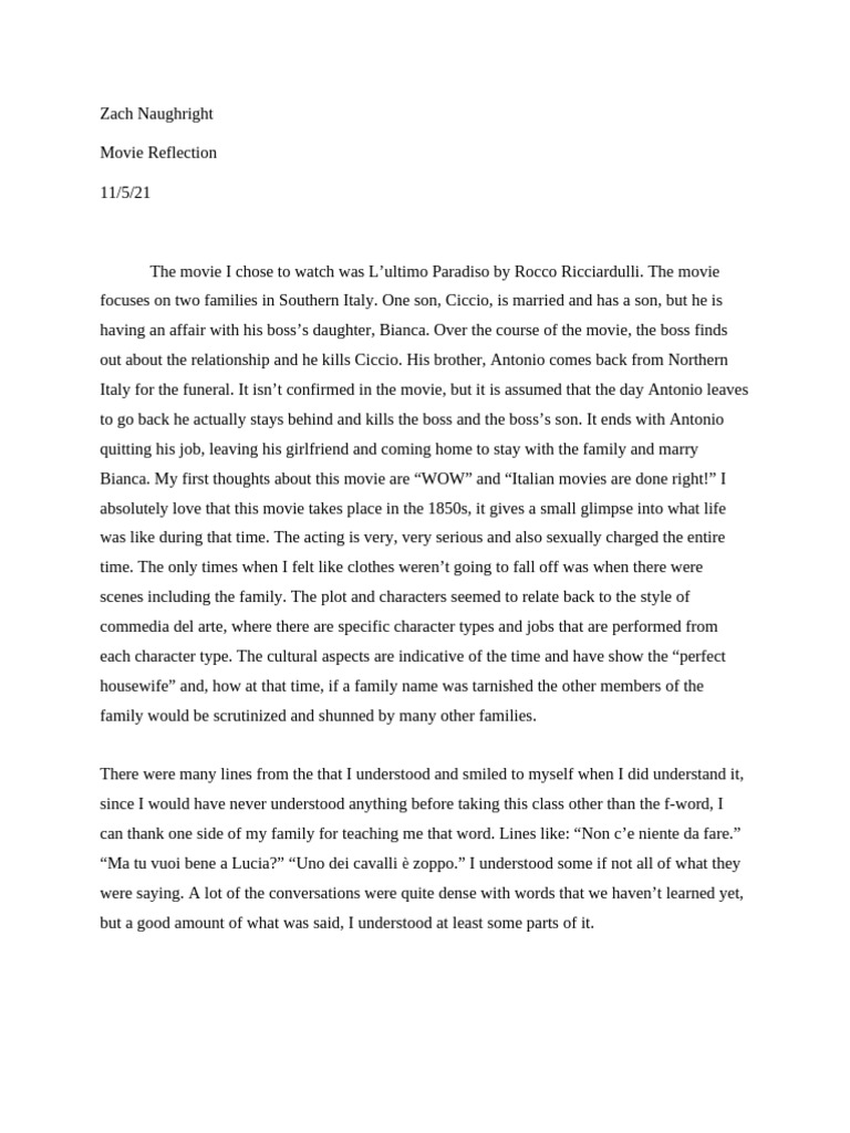 Movie Reflection | PDF