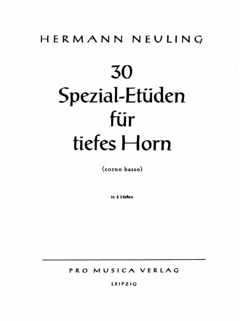 30 Special Etudes For Low Horn (Neuling, Hermann) | PDF