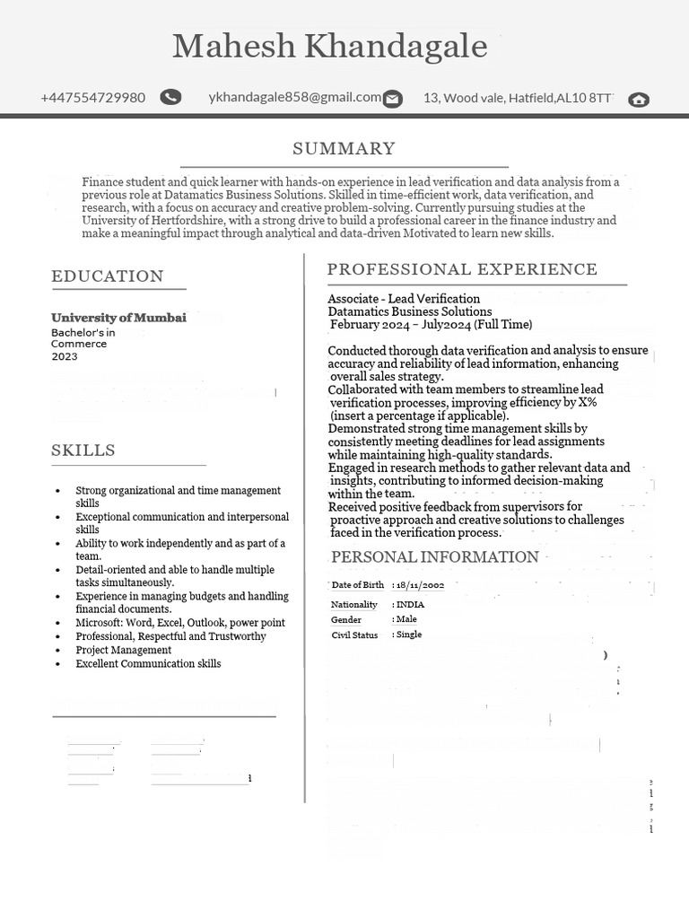 Mahesh Resume (1) | PDF | Engineer | Business