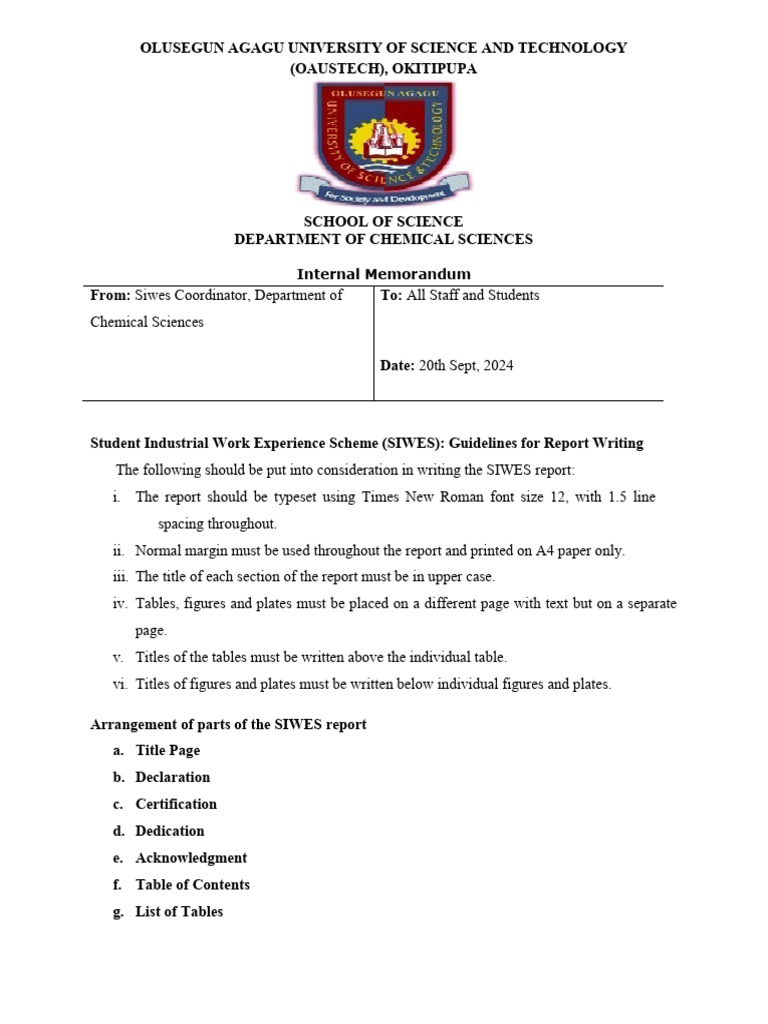 Guide For Writing SIWES Report | PDF