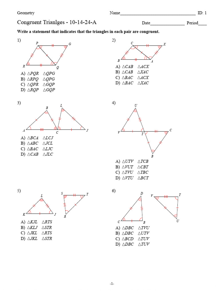 Congruent Triangles - 10-14-24-A | PDF | Euclidean Geometry ...