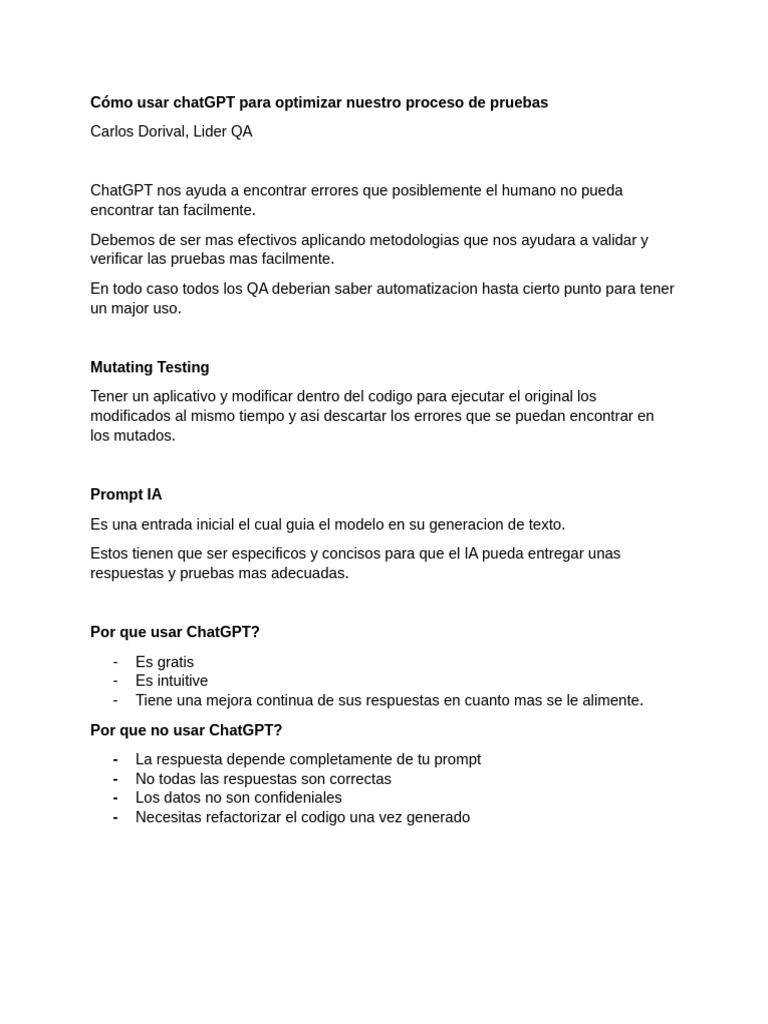 Optimiza Pruebas con ChatGPT en QA | PDF | Crecimiento personal y ...