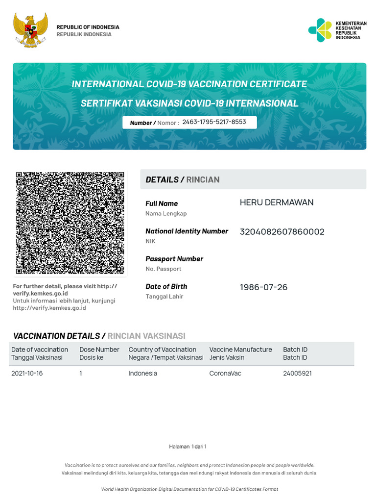 Sertifikat Vaksin | PDF